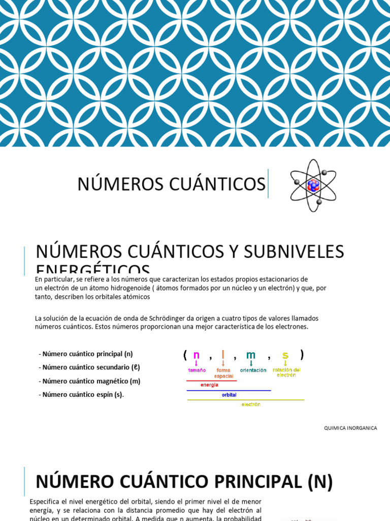 Números Cuánticos | PDF | Orbital atómico | Configuración electronica