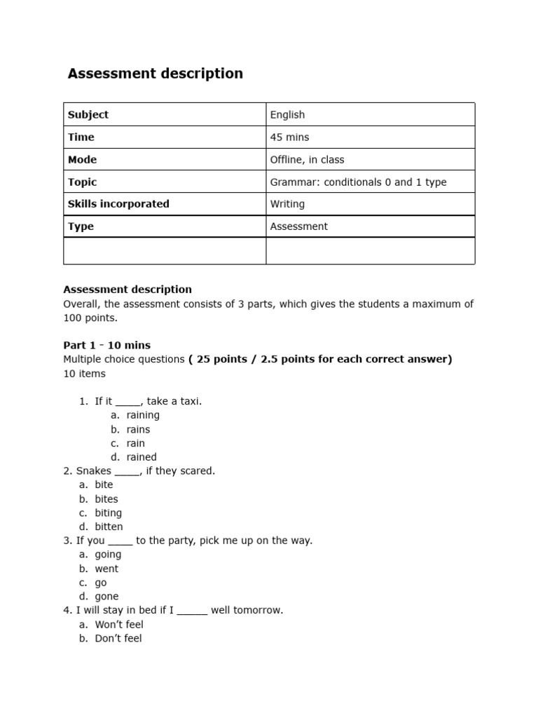 Assessment Description | PDF | Syntax | Grammar
