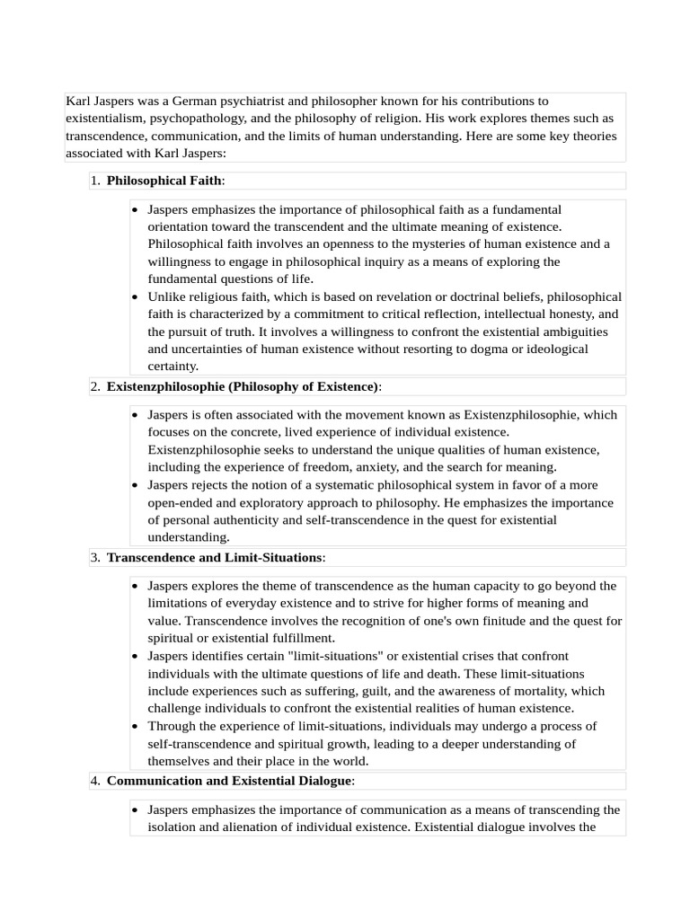 Jaspers | PDF | Existentialism | Transcendence (Philosophy)