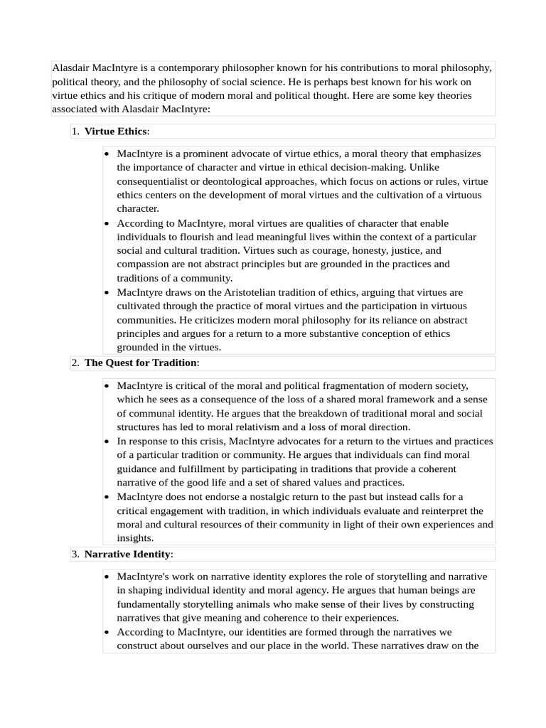 Macintyre | PDF | Virtue Ethics | Morality
