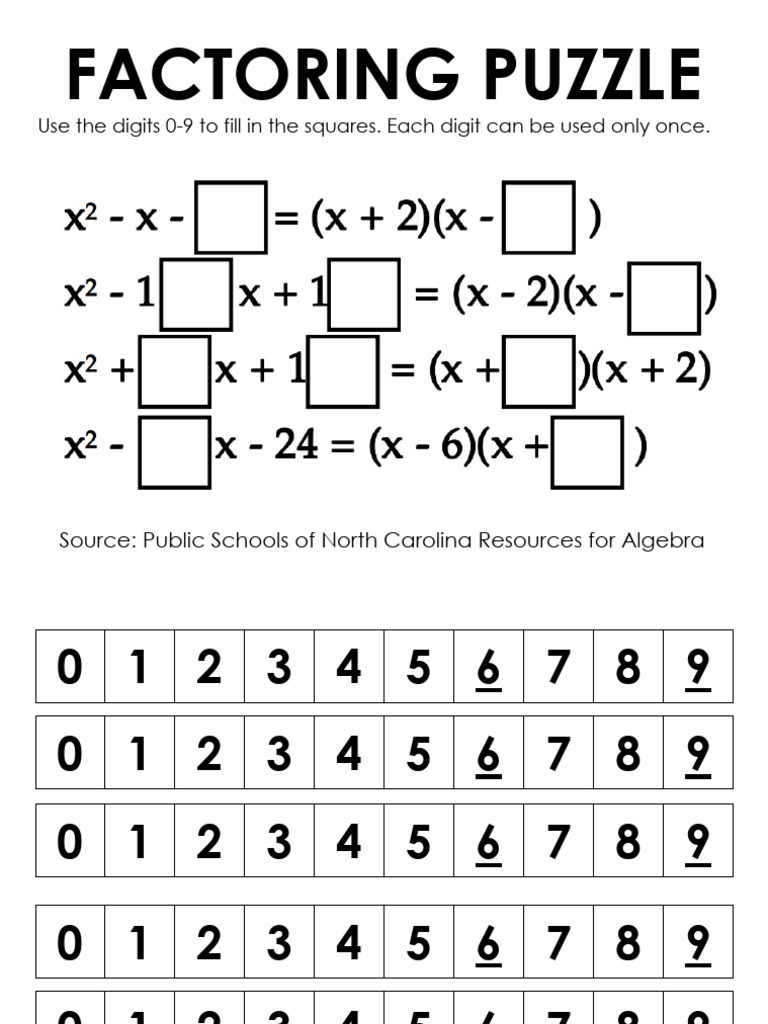 Factoring Puzzle North Carolina Public Schools | PDF | Teaching Methods & Materials