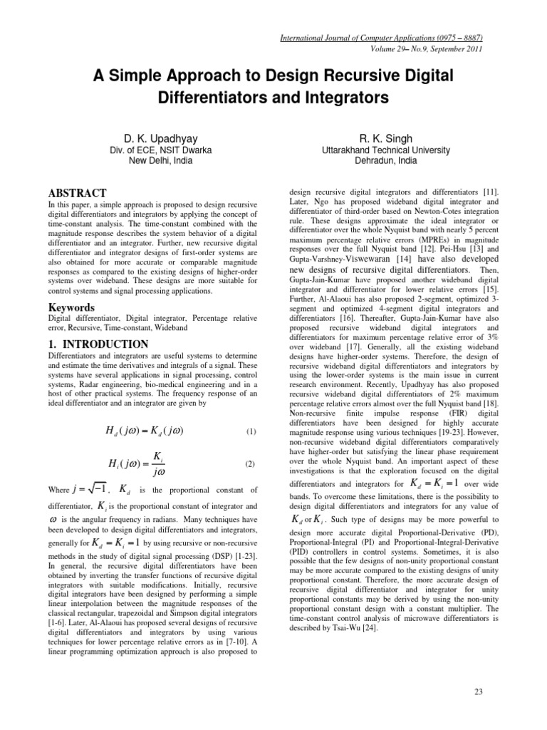 Recursive Digital Integrator | PDF | Algorithms | Signal Processing