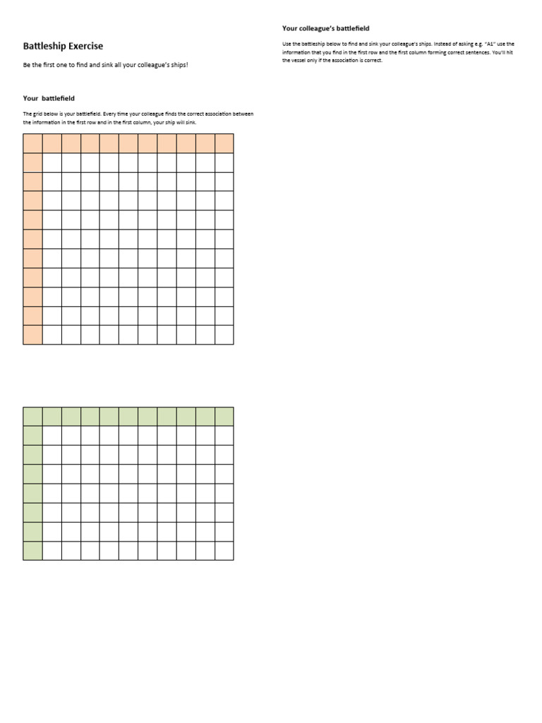 Battleship Grid Template | PDF