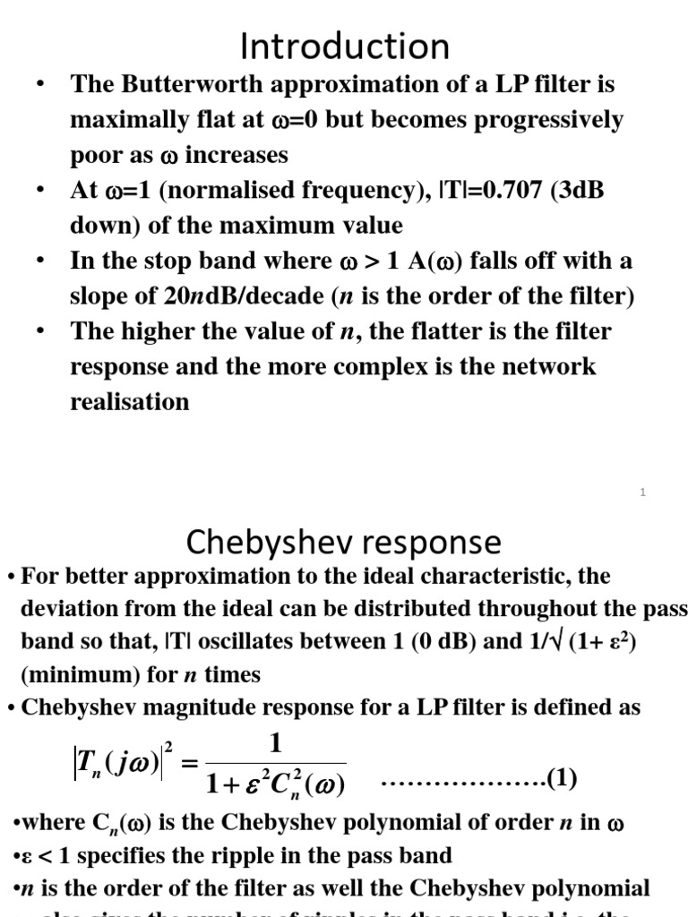 Lecture 10 - Chebyshev Filter | PDF | Algorithms | Electronic Engineering