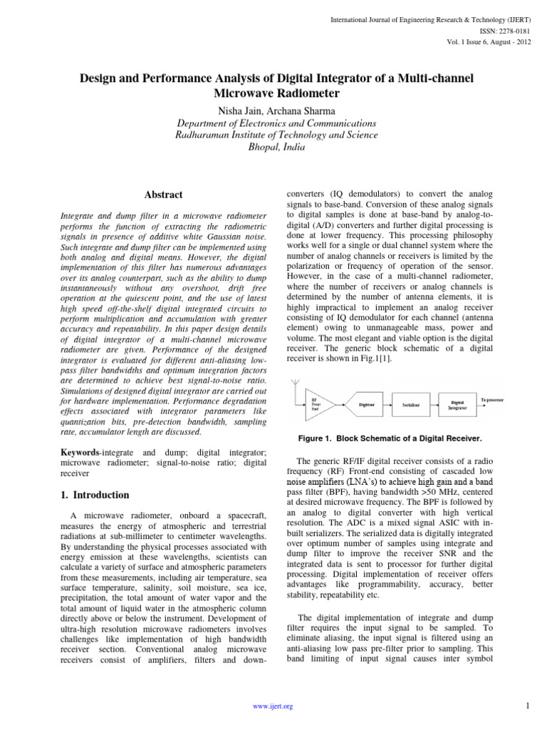 Digital Integrator Design for Radiometers | PDF | Sampling (Signal Processing) | Analog To ...
