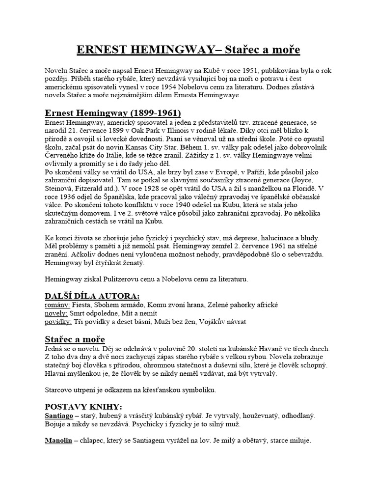 20-19. Ernest Hemingway - Starec A More | PDF