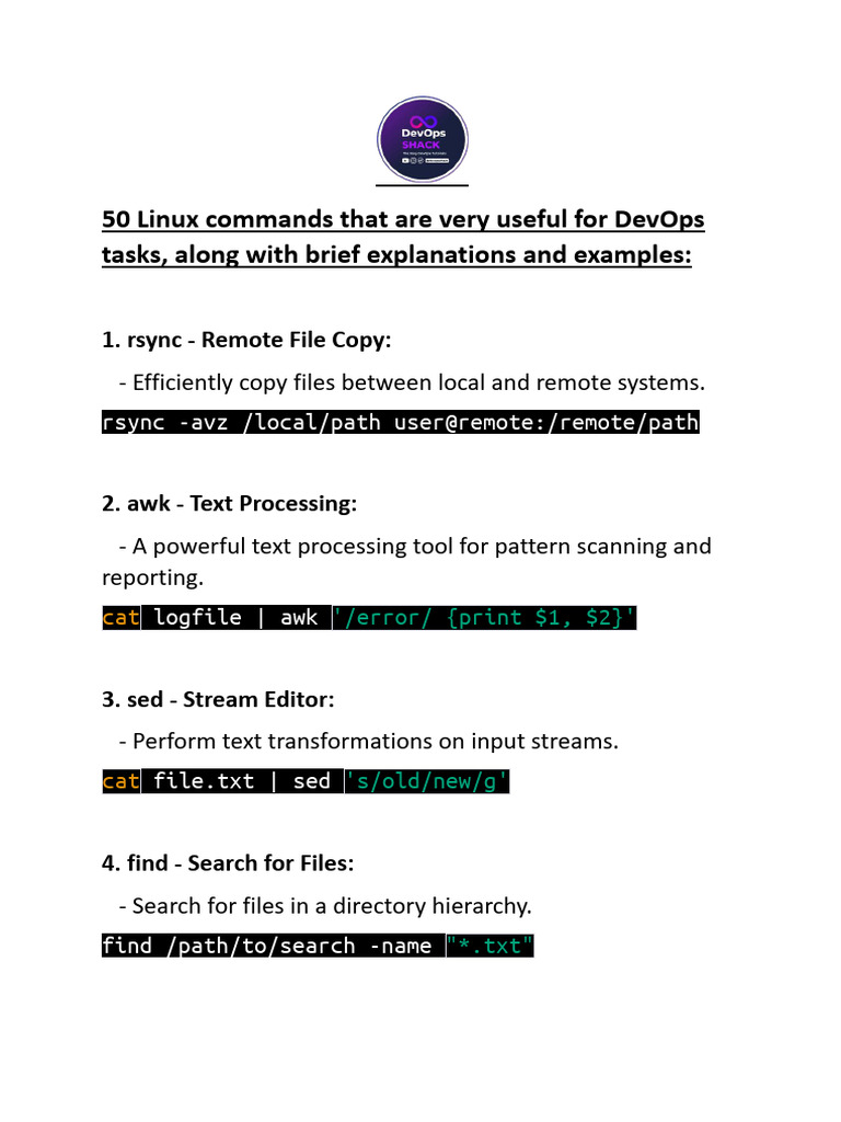 50 Linux commands that are very useful for DevOps tasks | PDF | Software Engineering | Data ...