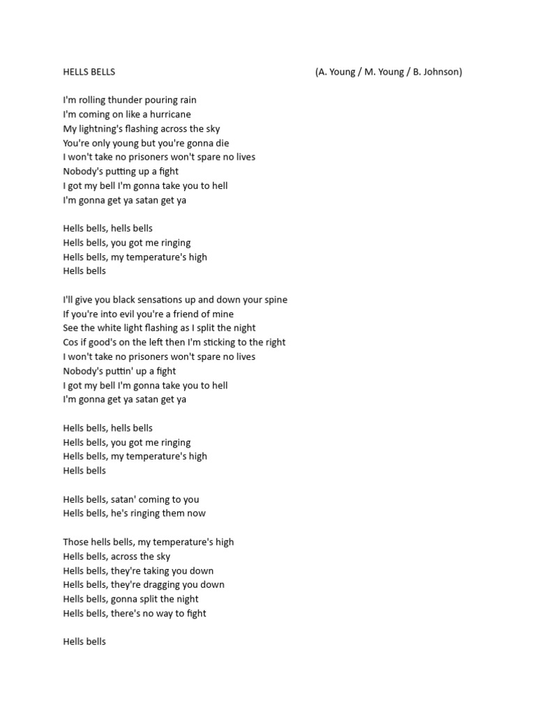 Hells Bells: Rock Anthem Lyrics | PDF