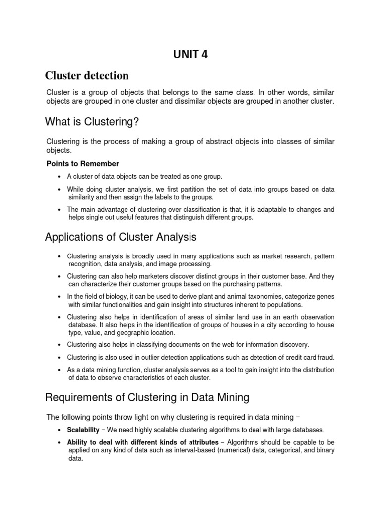 Dmbi Unit-4 | PDF | Artificial Neural Network | Cluster Analysis