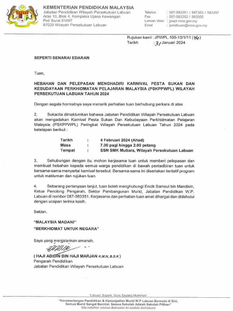 PSKPPWPL - Hebahan Dan Pelepasan Karnival | PDF