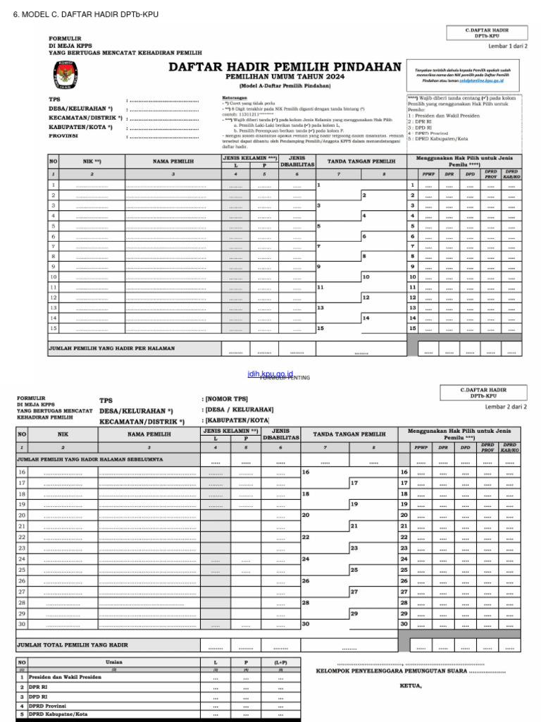 FORM DAFTAR HADIR DPTB | PDF