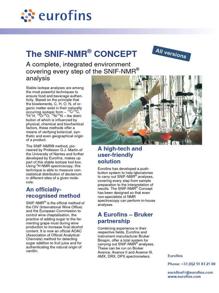 Eurofins The SNIF NMR Concept | PDF | Food And Drink | Physical Sciences