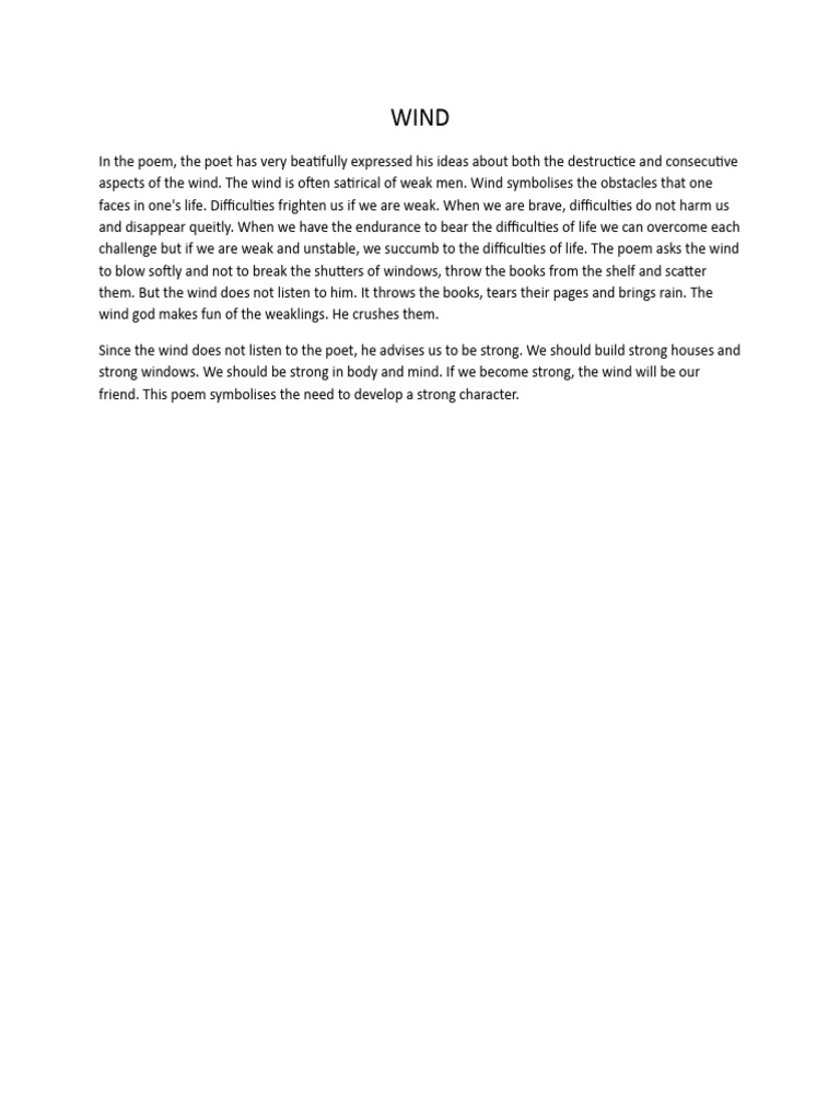 WIND | PDF | Language Arts & Discipline | Poetry