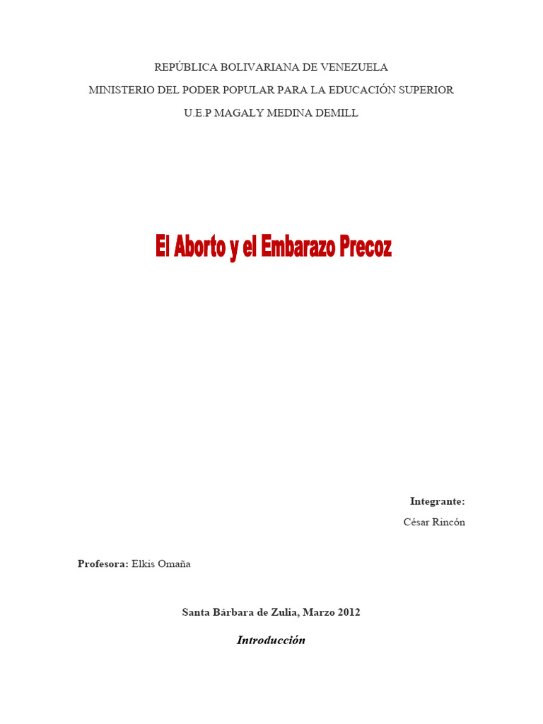 Aborto y Embarazo Precoz | Descargar gratis PDF | Aborto | El embarazo