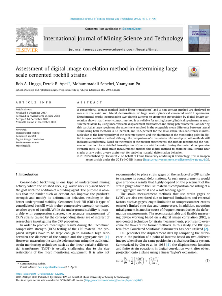 Assessment Of Digital Image Correlation Method 2019 International