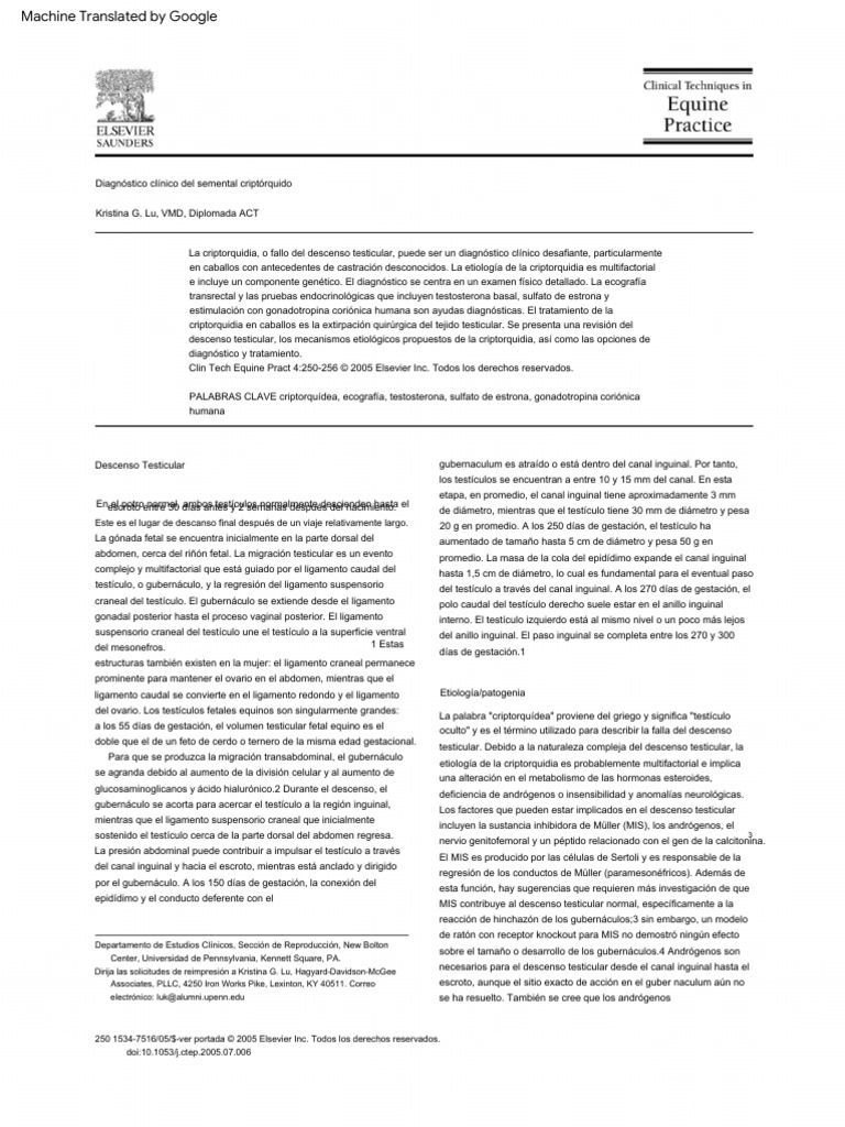 Clinical Diagnosis of The Cryptorchid Stallion | PDF | Hormona ...