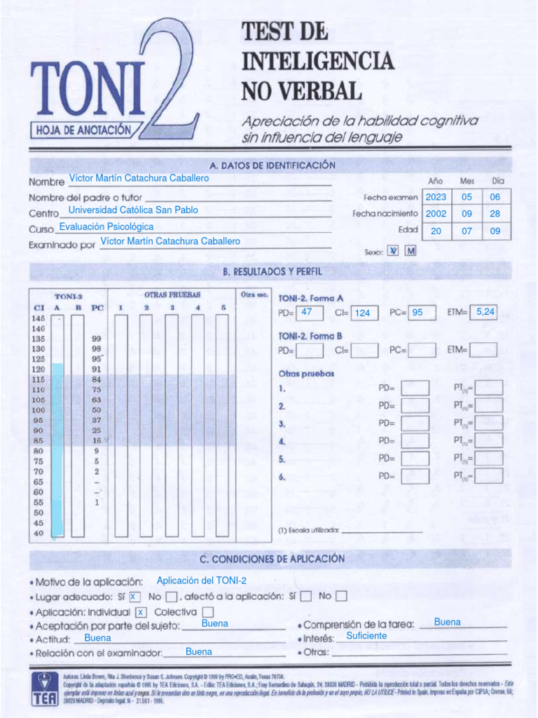 Hoja de Respuestas TONI - 2 | PDF