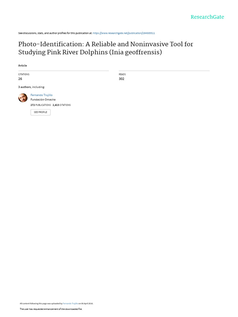 Photo-Identification A Reliable and Noninvasive To | PDF