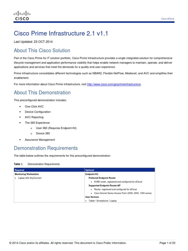 Cisco Prime Infrastructure Demo Guide | PDF | Wireless Lan | Command ...