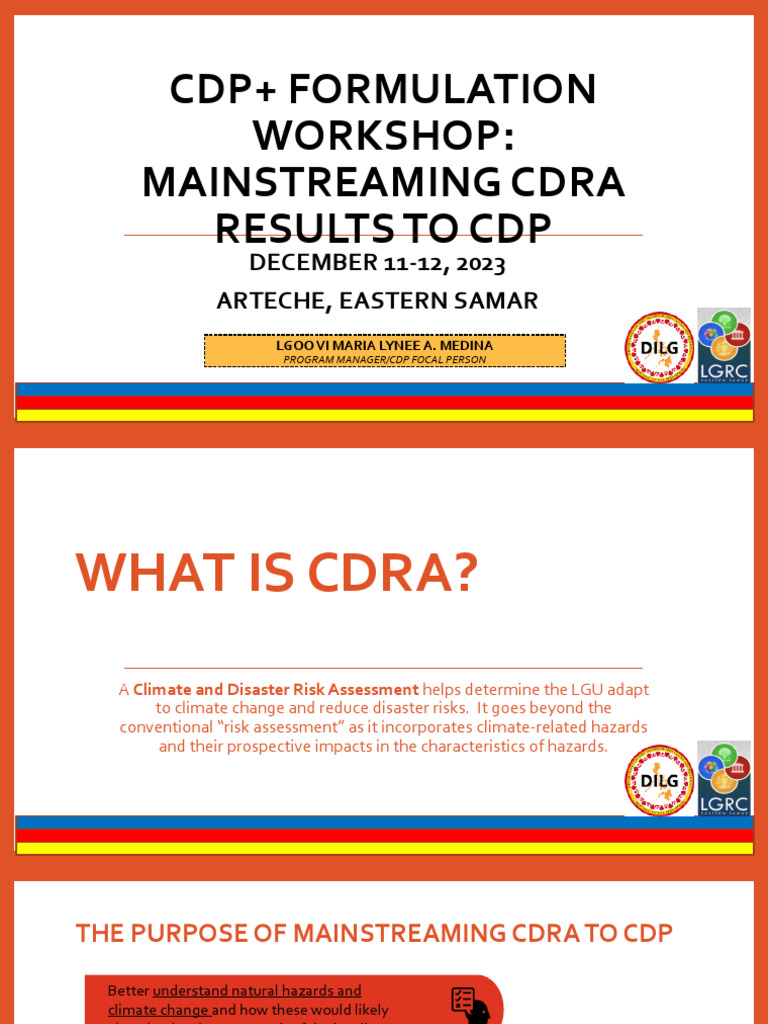 ARTECHE - MAINTSREAMING CDRA TO CDP (Autosaved) | PDF | Disaster Risk ...
