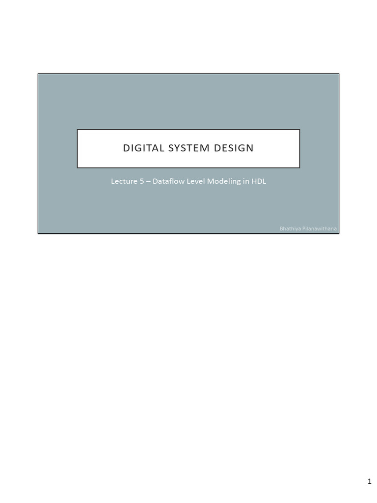 Dataflow Level Modeling In Hdl Pdf Hardware Description Language Logic Gate