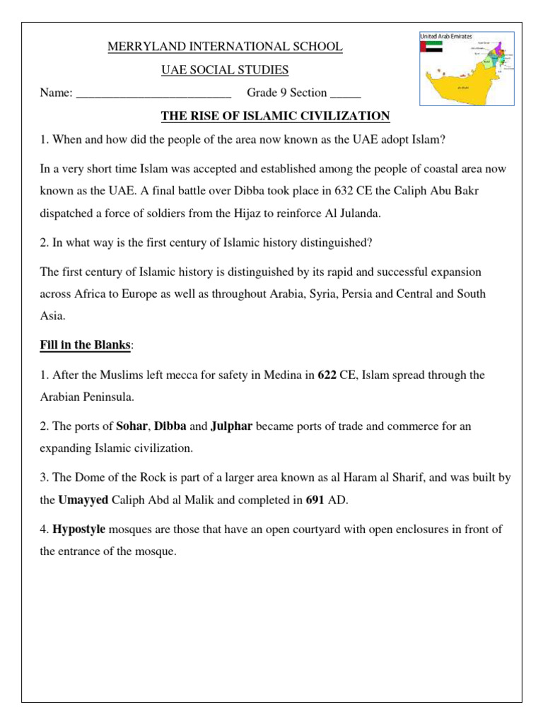 Grade 9 Rise of Islamic Civilization 1 | PDF