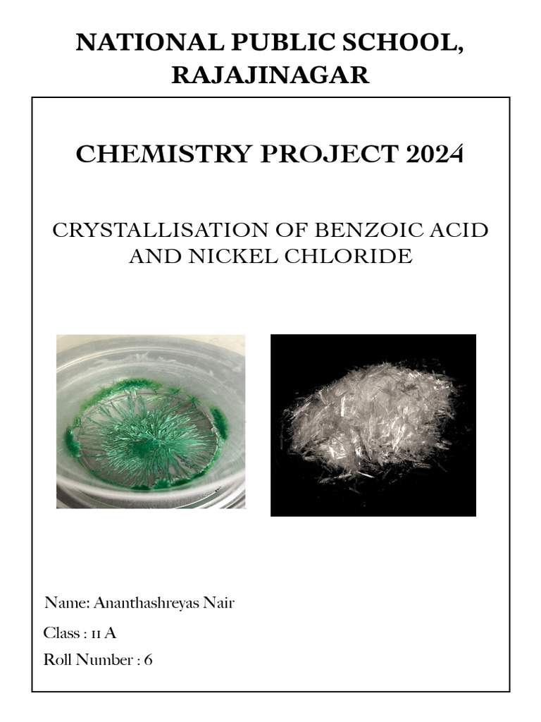 Chemistry Project: Crystallisation | PDF | Solubility | Crystallization