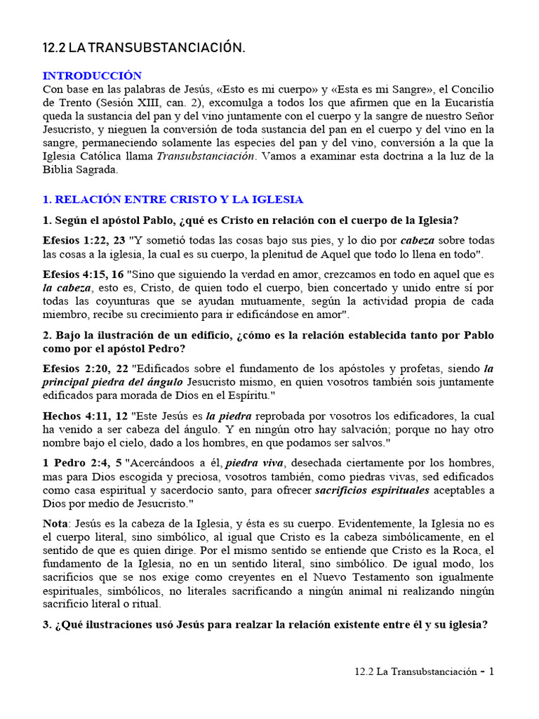 93 12 - 2 La Transubstanciación - 1 | PDF | eucaristía | Cristo (título)