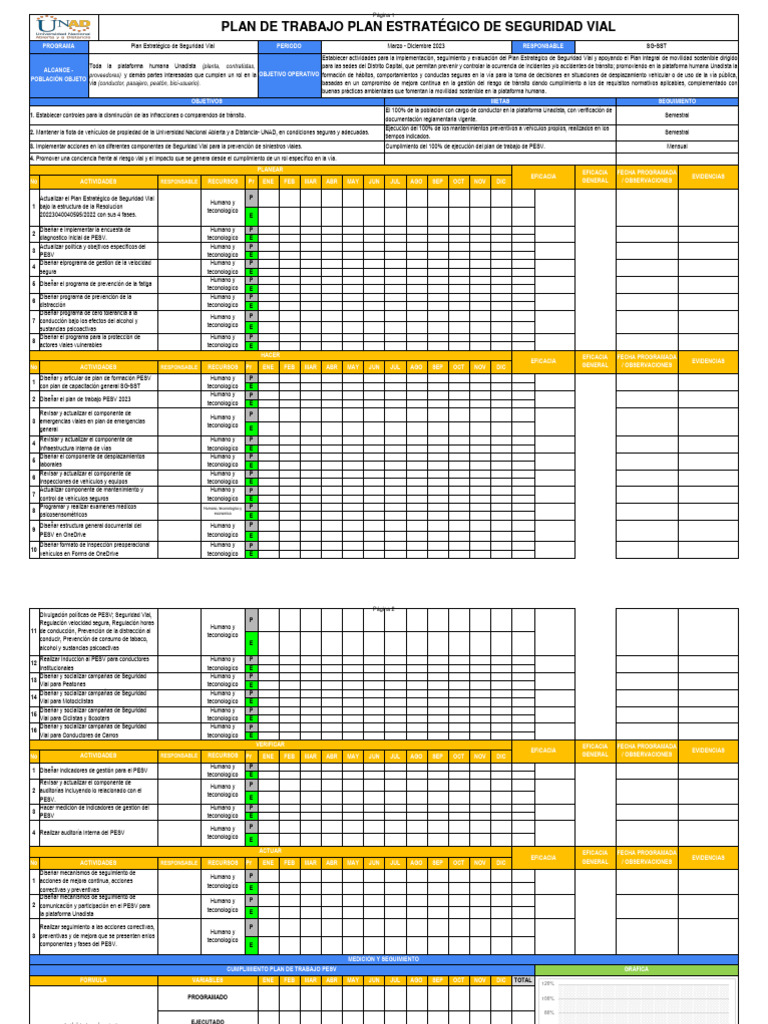 Plan de Trabajo - Pesv | PDF | Valores | Seguridad vial