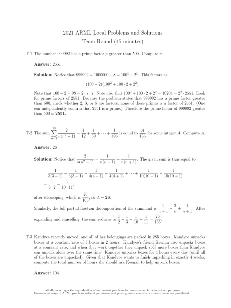 ARML Local 2021 Solutions | PDF | Circle | Triangle
