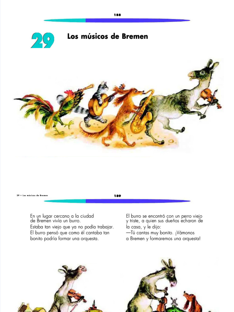 PDF Lec 29 Los Musicos de Bremen - Compress | PDF | Animales domesticados | Gatos