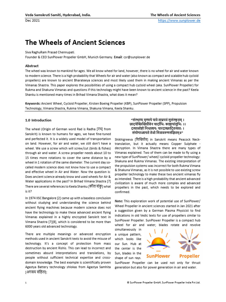 The Wheels of Ancient Sciences | PDF | Propeller | Thrust