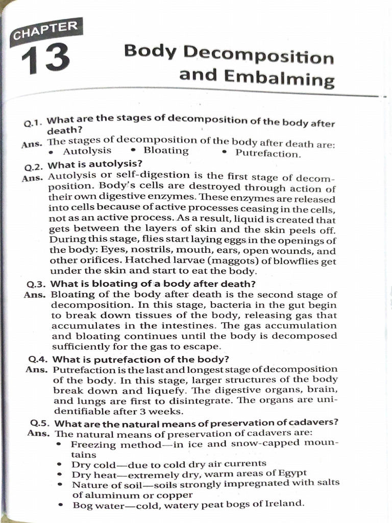 Body Decomposition and Embalming | PDF