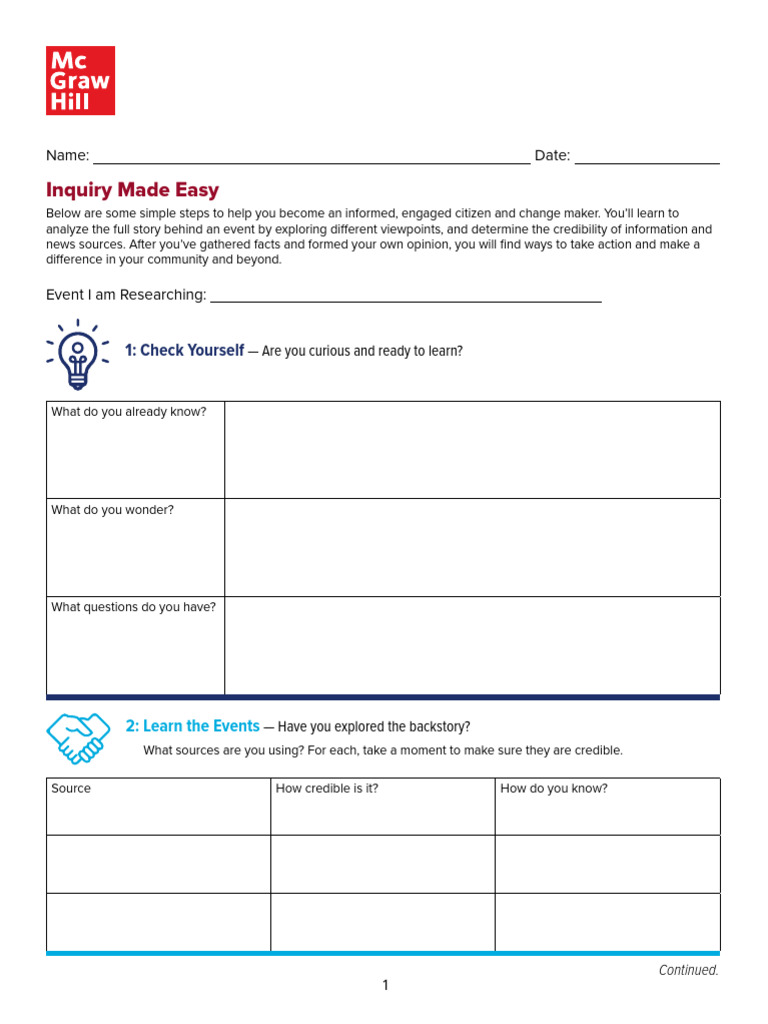 Civil Discourse Worksheet Print | PDF