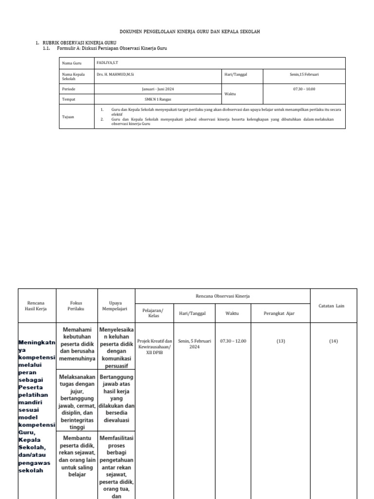 Dokumen Pengelolaan Kinerja Guru Dan Kepala Sekolah | PDF