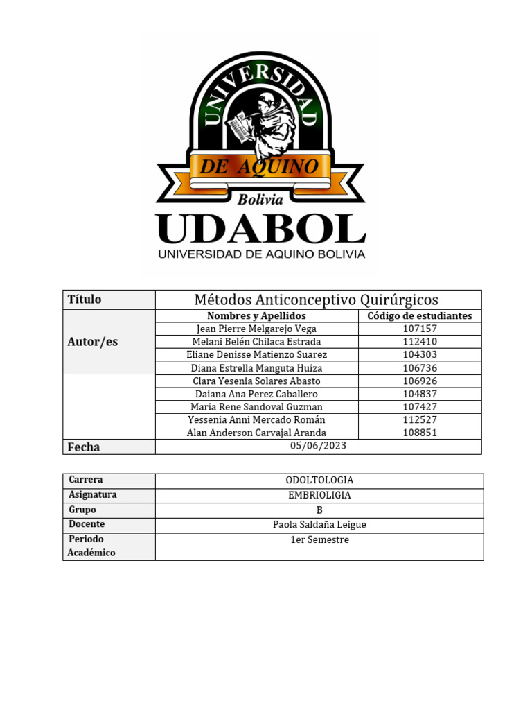 Monografia Udabol Embriología Alan | PDF | Control de la natalidad ...