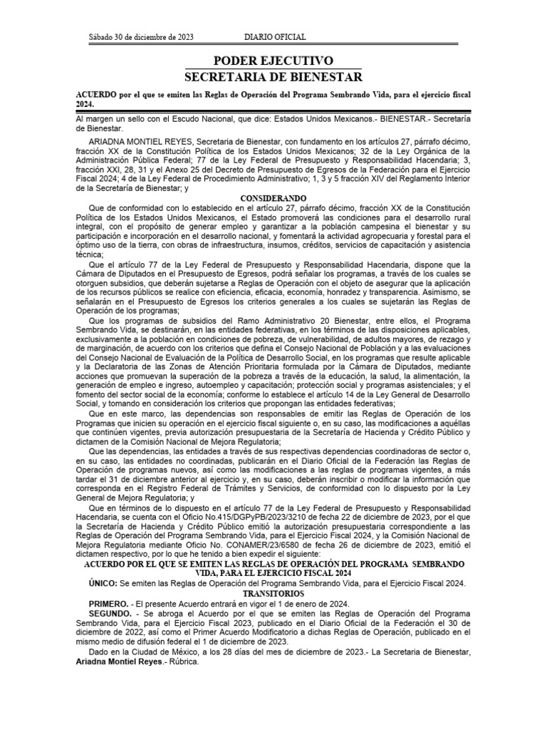 2023_12_30_MAT_bienestar | PDF | Agricultura | México