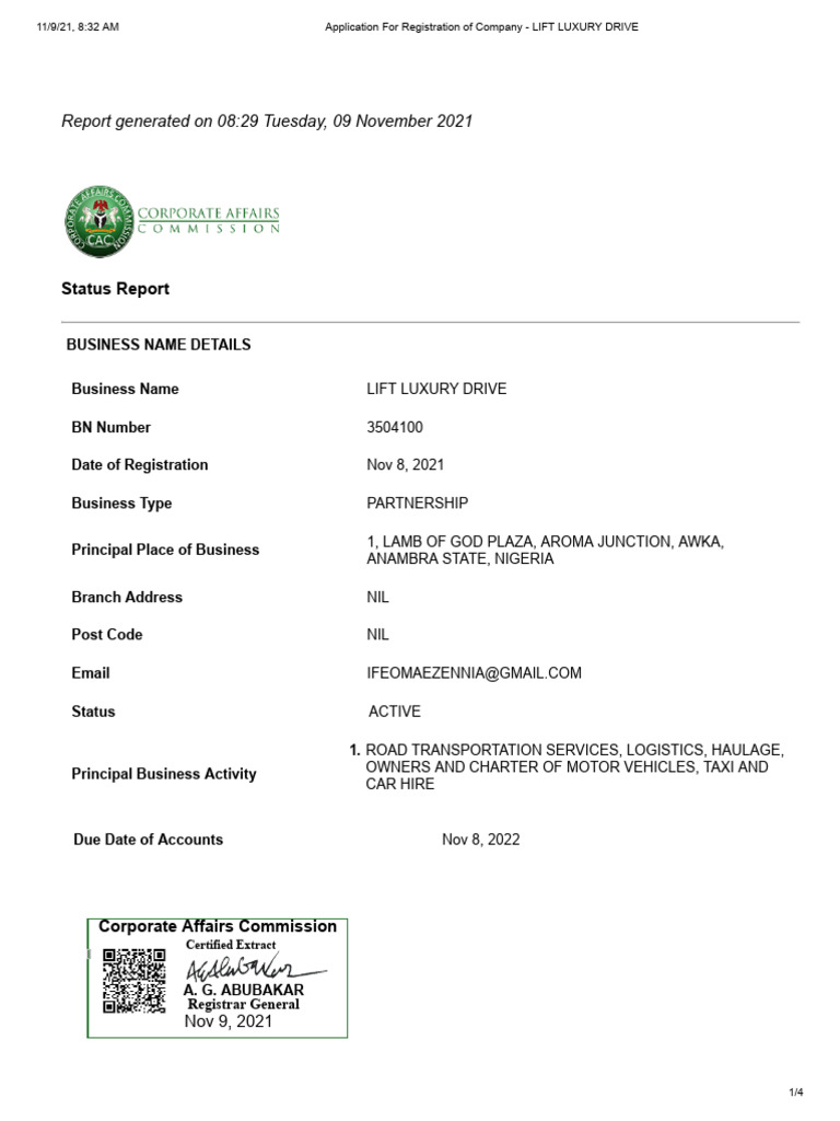 Lift Luxury Drive Status Form | PDF | Transport | Vehicles