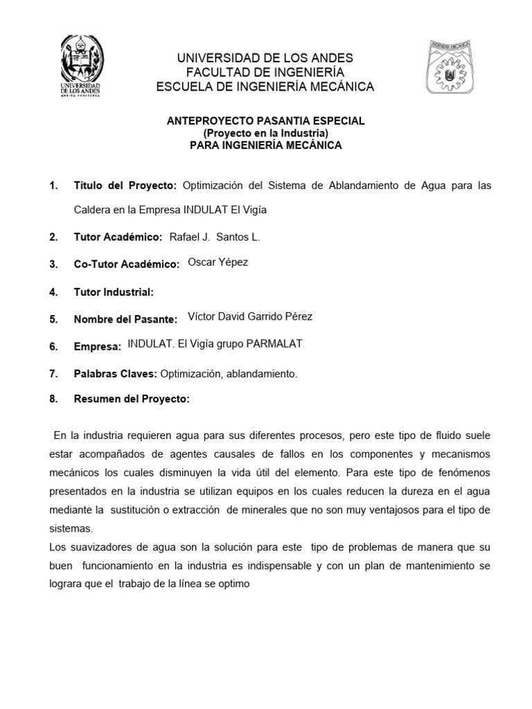 Anteproyecto Suavizador | PDF | Agua | Business