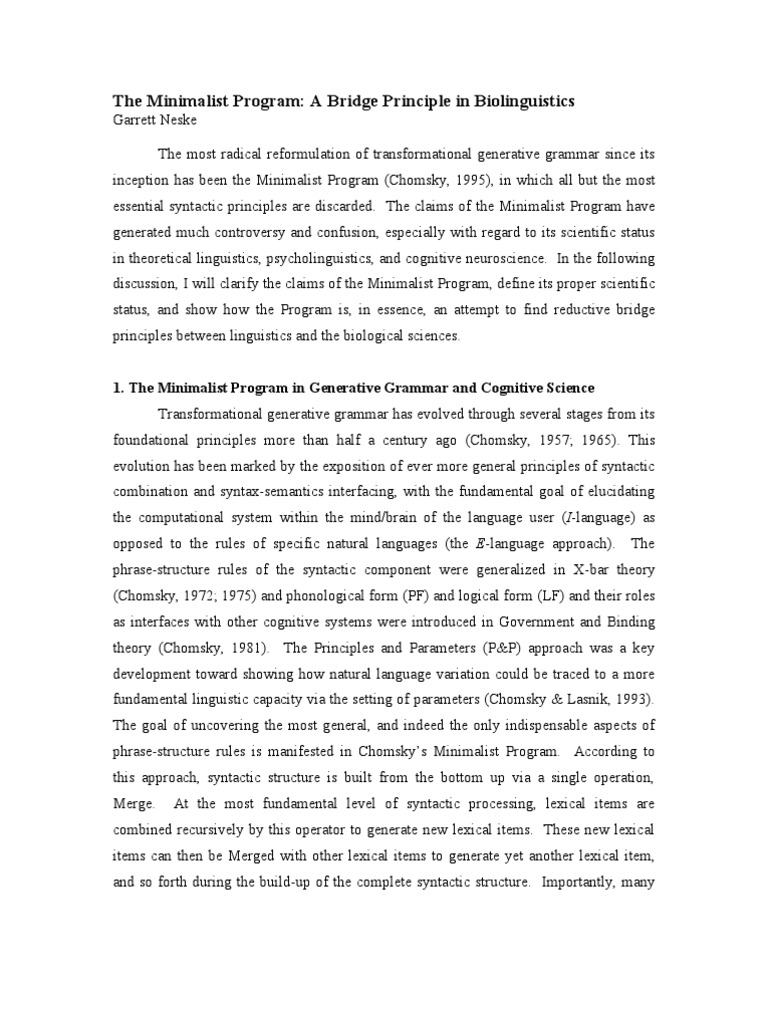 The Minimalist Program | Download Free PDF | Syntax | Reductionism