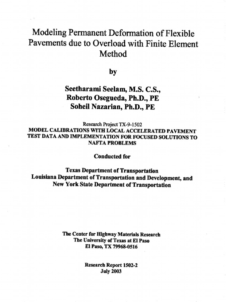 Modeling Permanent Deformation of Flexible Pavements Due To Overload With Finite Element Method ...