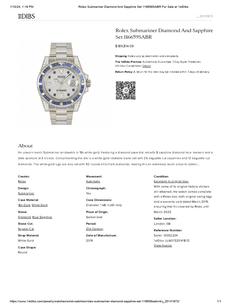 Rolex Submariner Diamond and Sapphire Set 116659SABR For Sale at 1stdibs | PDF | Portable Tools ...