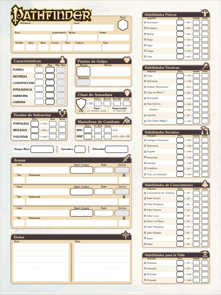 Hoja de Pathfinder 1 | PDF