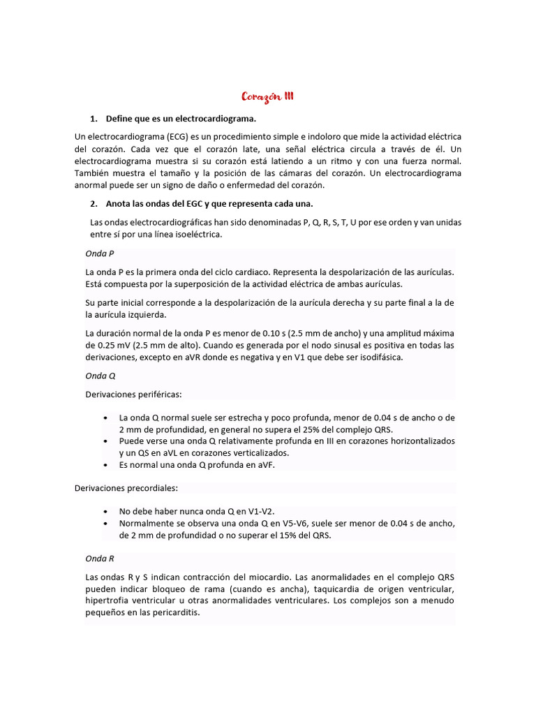 Corazon III | PDF | Electrocardiografia | Especialidades Medicas