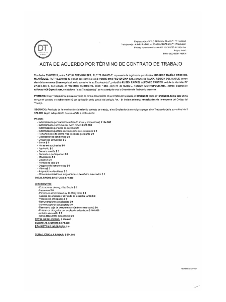 M4106 Acta Acuerdo | PDF