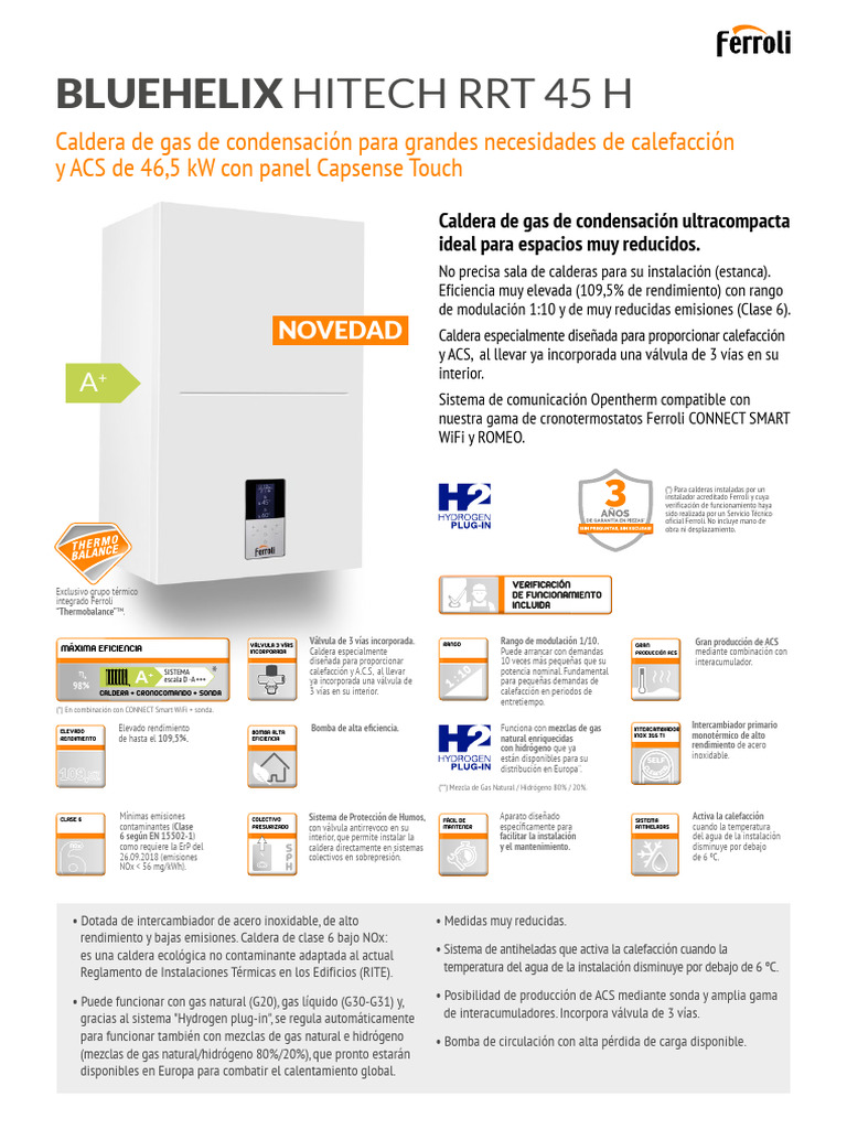Ficha Tecnica Bluehelix Hitech RRT 45 H | PDF | Calor | Física Aplicada ...