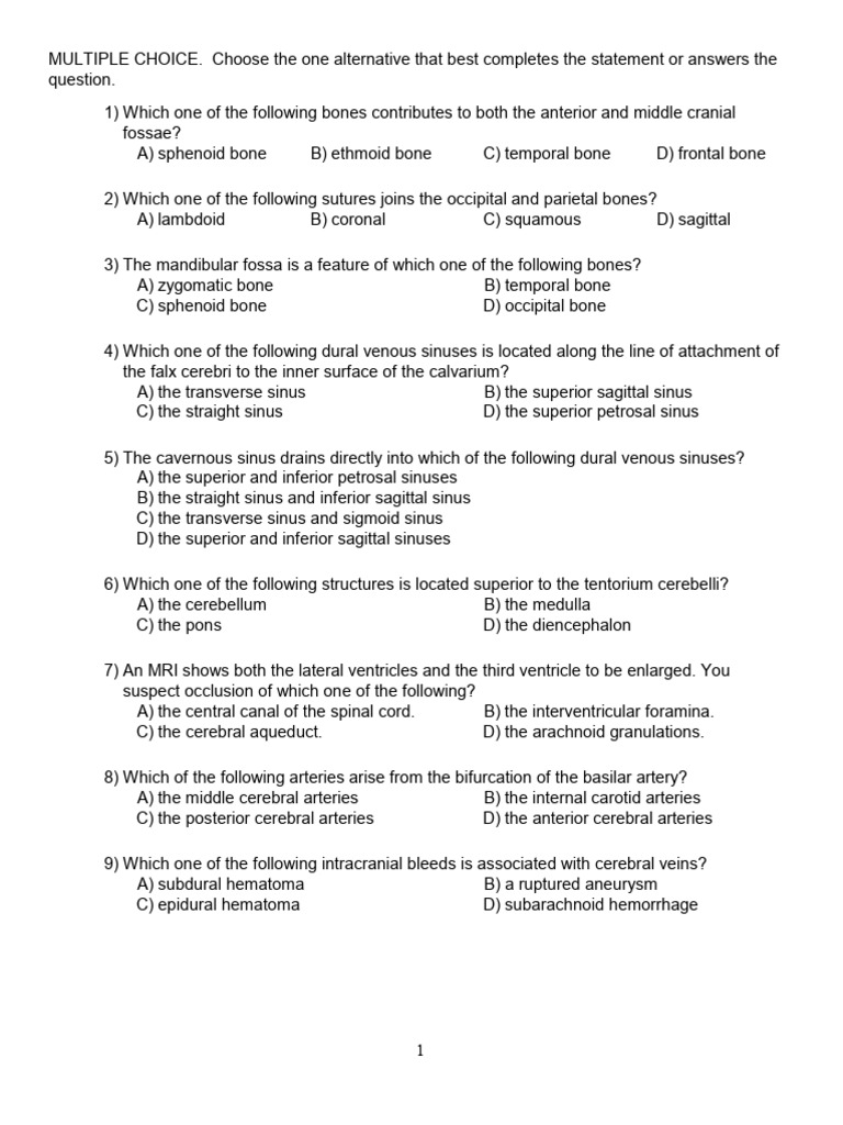 Ana200h Sample MCQ Test 3 | PDF | Ear | Human Head And Neck