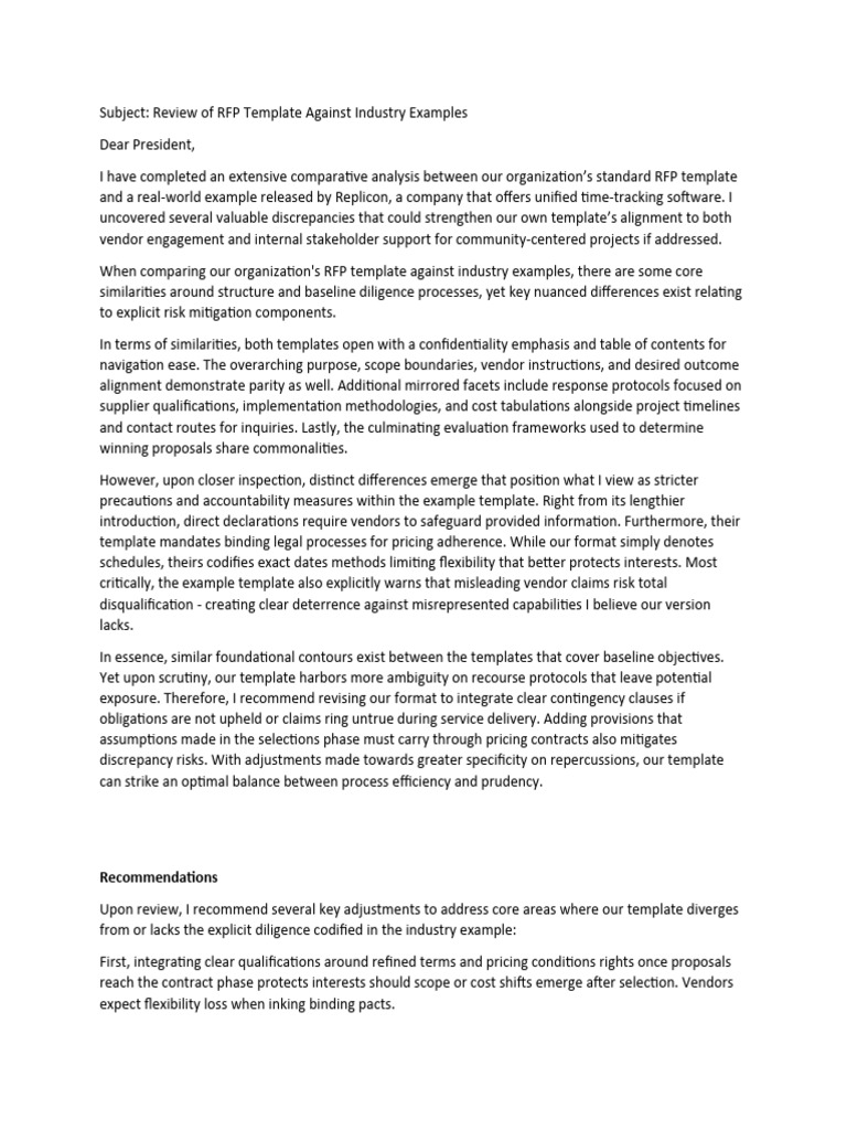 Subject | Download Free PDF | Request For Proposal | Evaluation