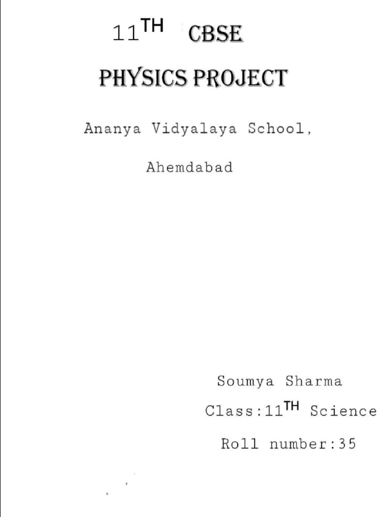 Physics Project | PDF