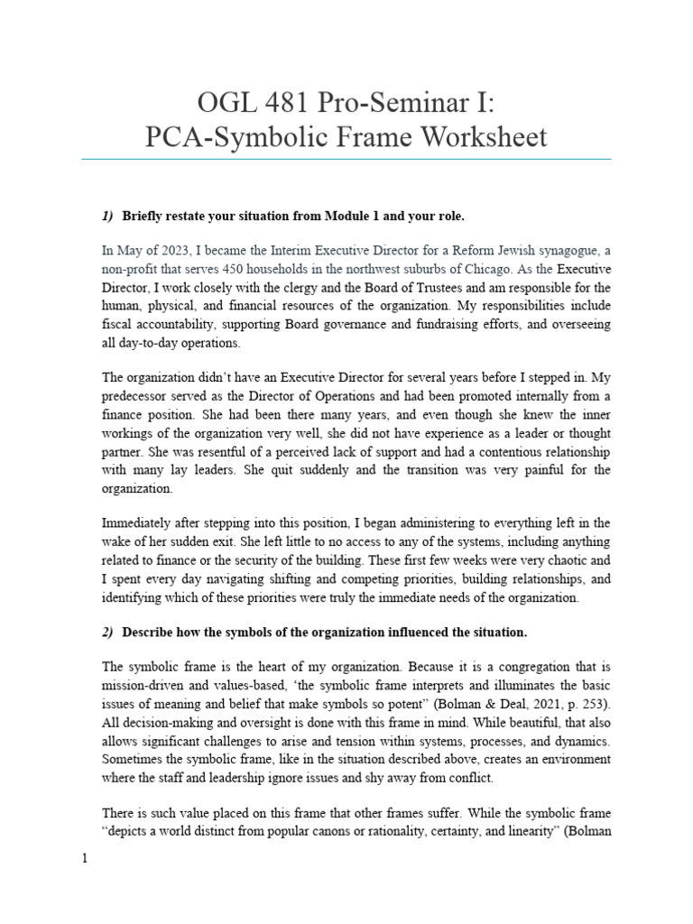5 Symbolic Frame Worksheet | PDF | Leadership | Decision Making